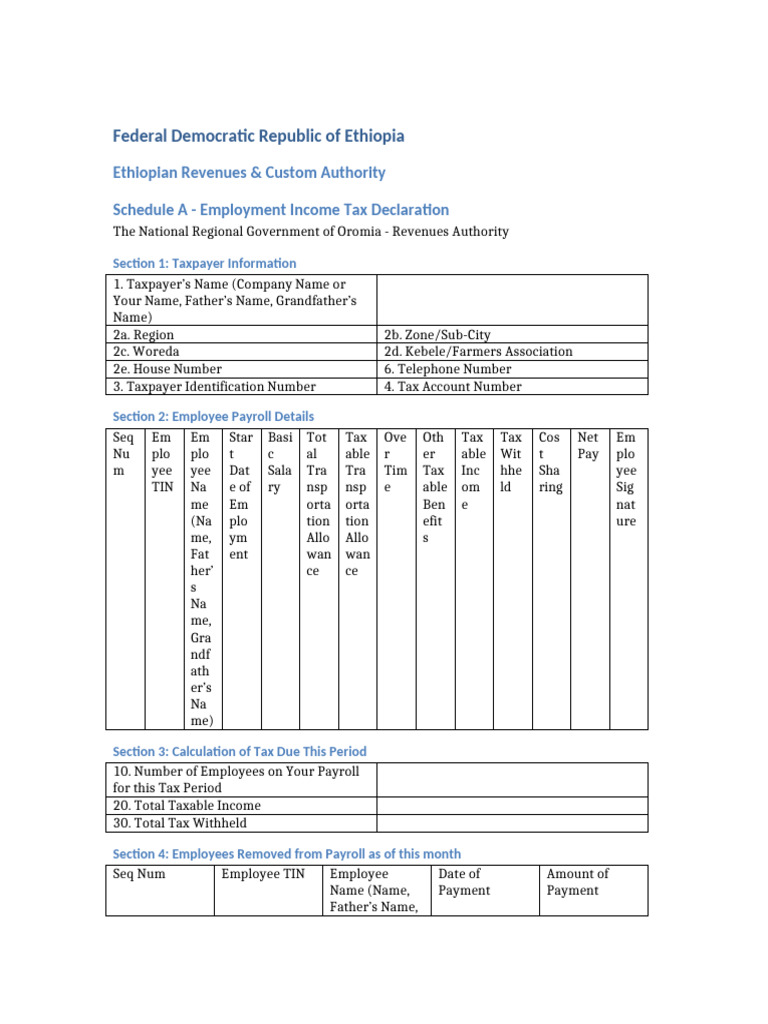Employment Income Tax Declaration Form | PDF