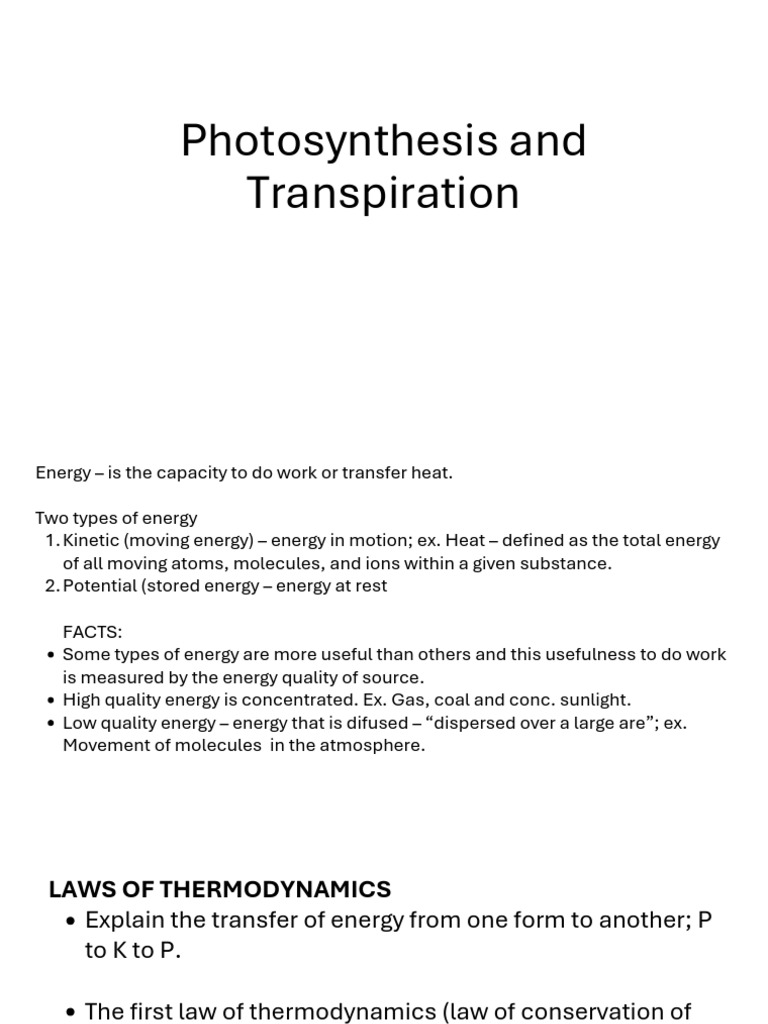 Bota Lec 13 Photosynthesis and Transpiration | PDF | Photosynthesis ...