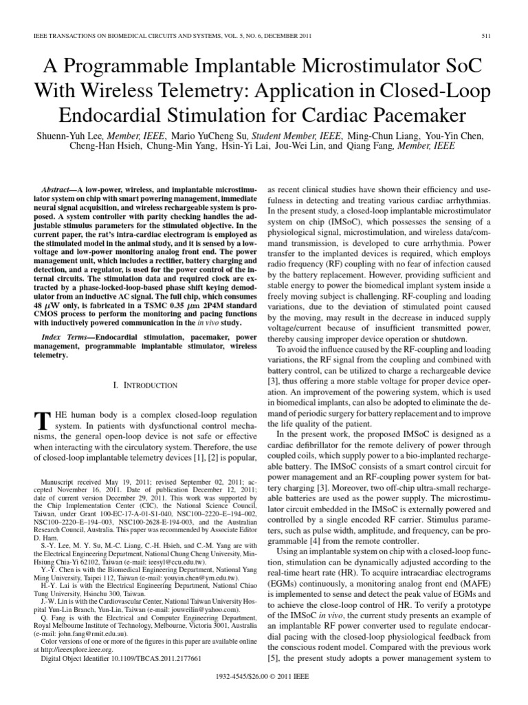 A Programmable Implantable Microstimulator SoC With Wireless Telemetry Application in Closed ...
