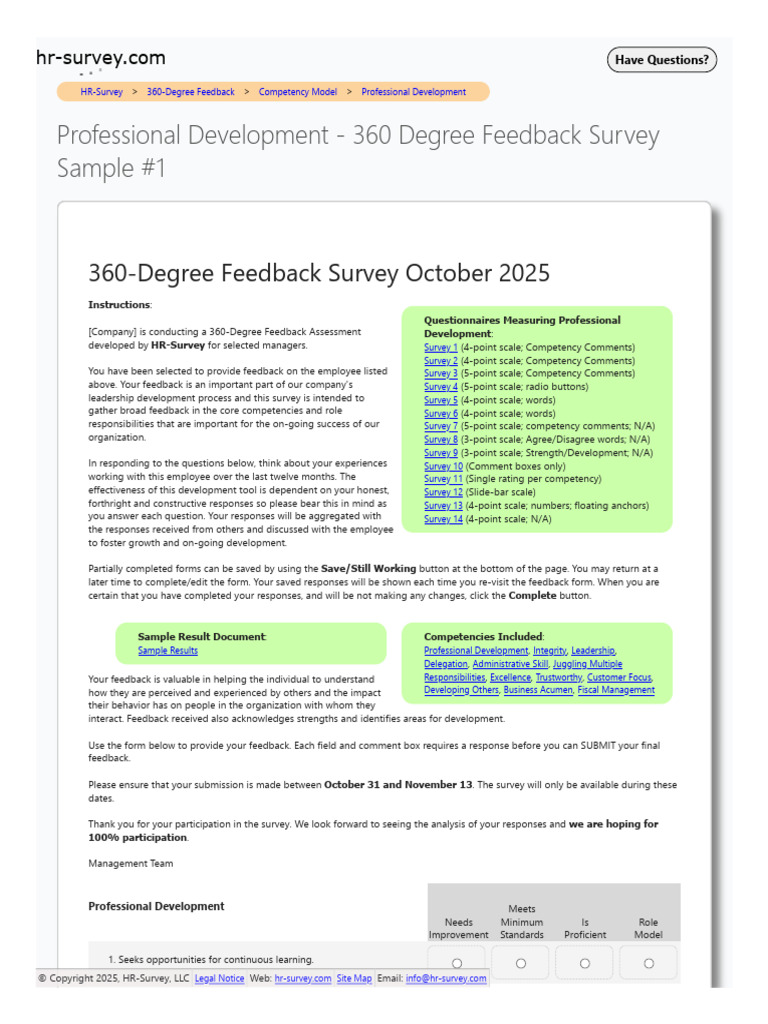 Professional Development Competency Questionnaire 1 | PDF | Survey Methodology | Behavioural ...