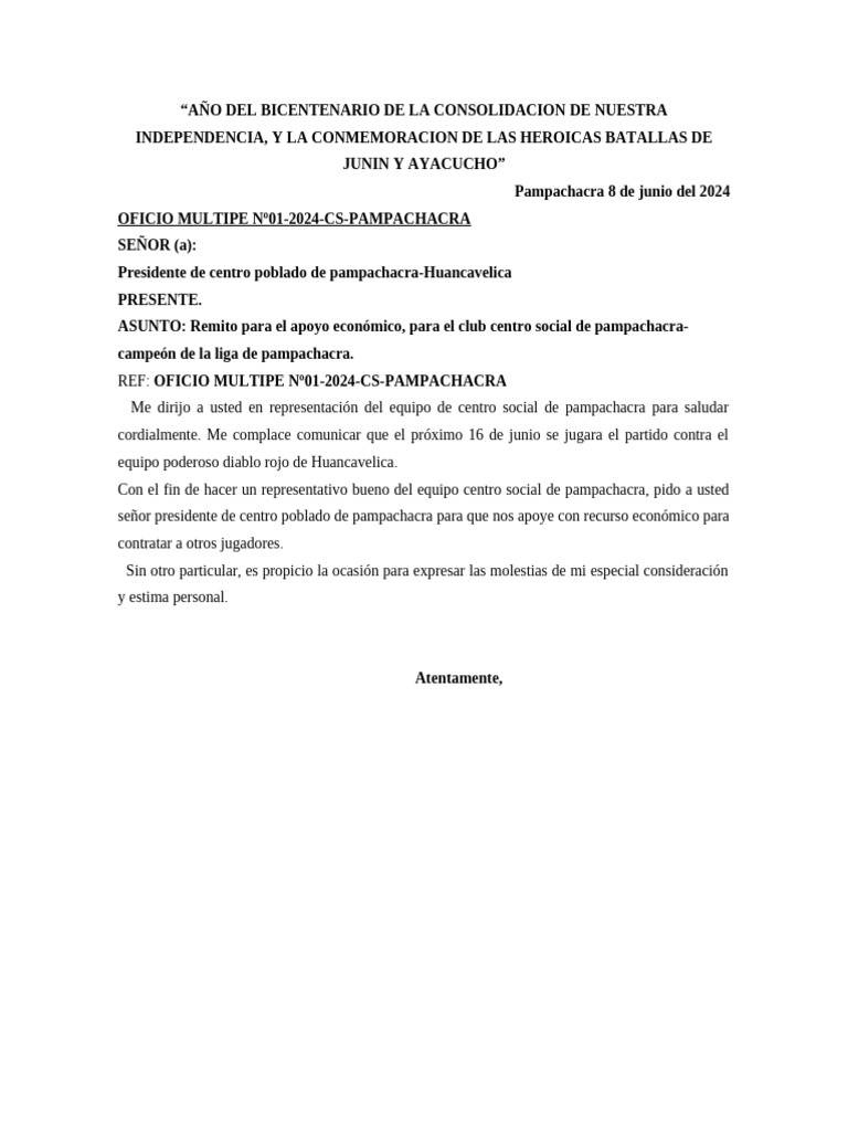 Modelo de Oficio | PDF