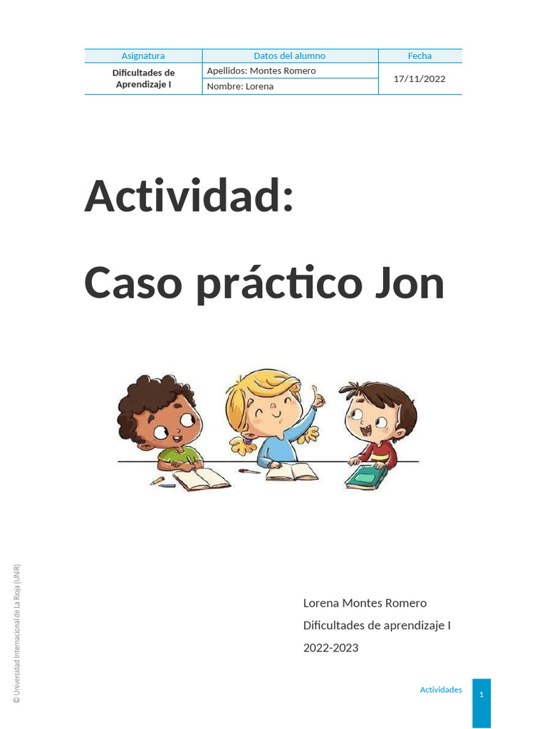 Caso Práctico Jon - Lorena Montes | PDF | Aprendizaje | Comunicación humana