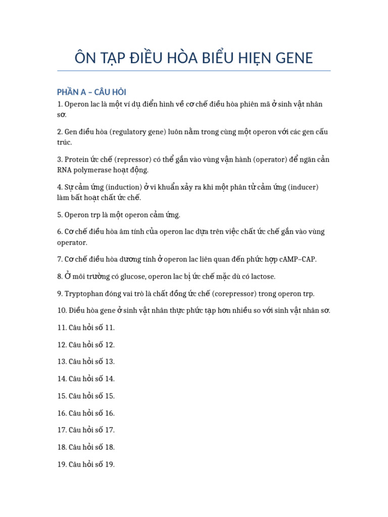 On Tap Dieu Hoa Bieu Hien Gene | PDF