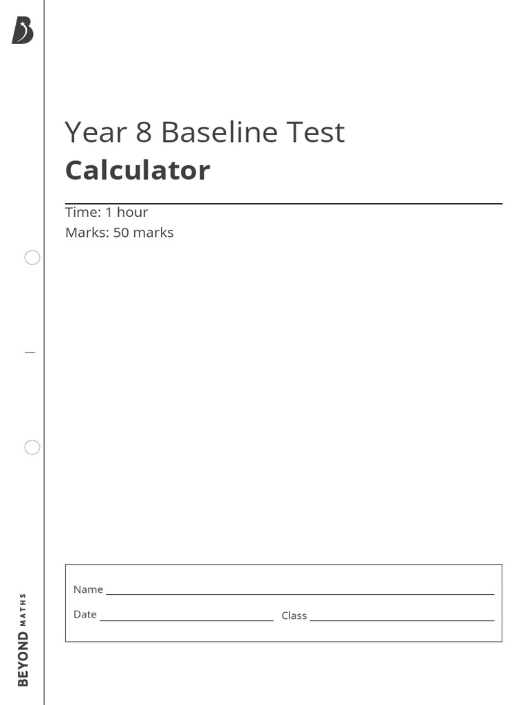 Year 8 Baseline Math Test (Calculator) | PDF