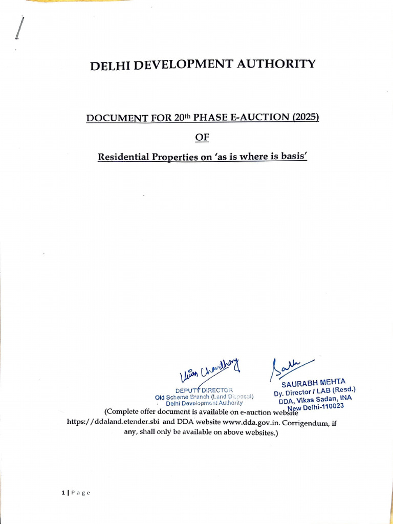 DDA 20th Phase E-Auction Details | PDF | Auction | Pricing