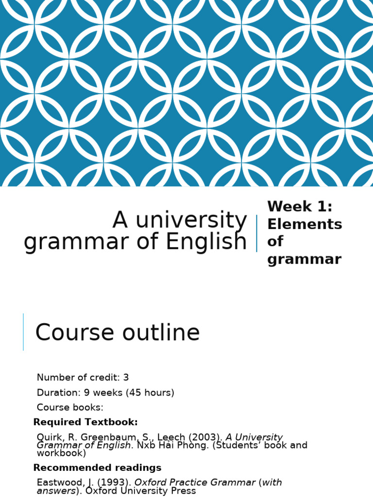 University Grammar Course Overview | PDF | Phrase | Verb