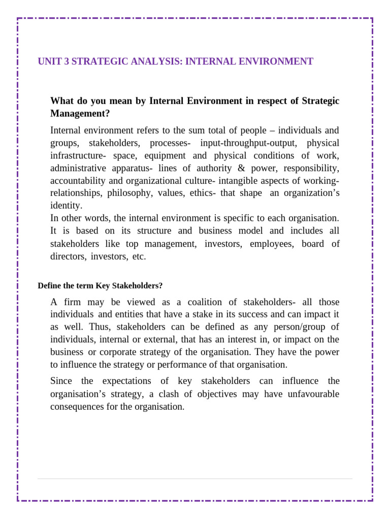 Internal Environment in Strategic Management | PDF | Competitive ...