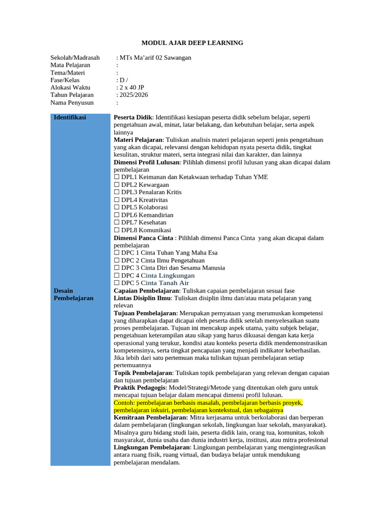 Template Modul Ajar Deep Learning Dan KBC | PDF