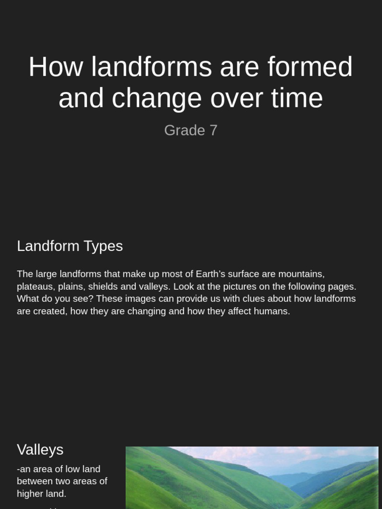 How Landforms Are Formed and Change Over Time | PDF | Mountains | Plate ...