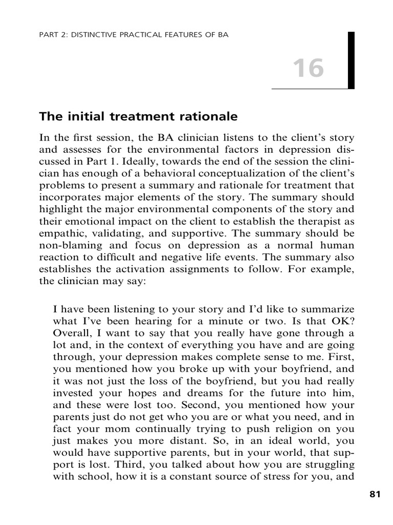 Behavioral Activation Treatment Overview | PDF | Psychotherapy | Emotions