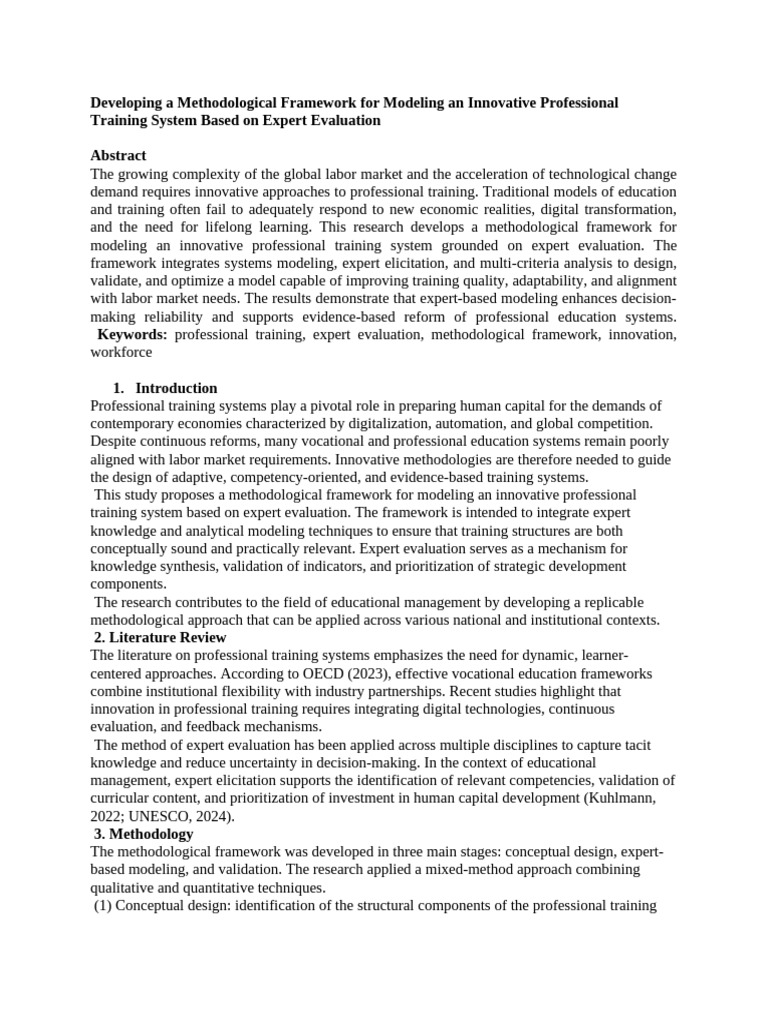 Expert-Based Framework for Professional Training | PDF | Methodology ...
