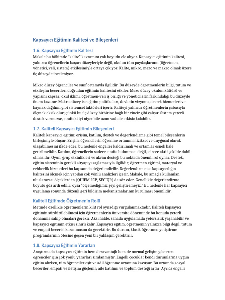 Kapsayici Egitim Makale | PDF