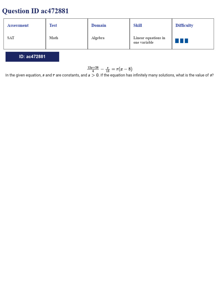 SAT Suite Question Bank | PDF | Equations | Algebra