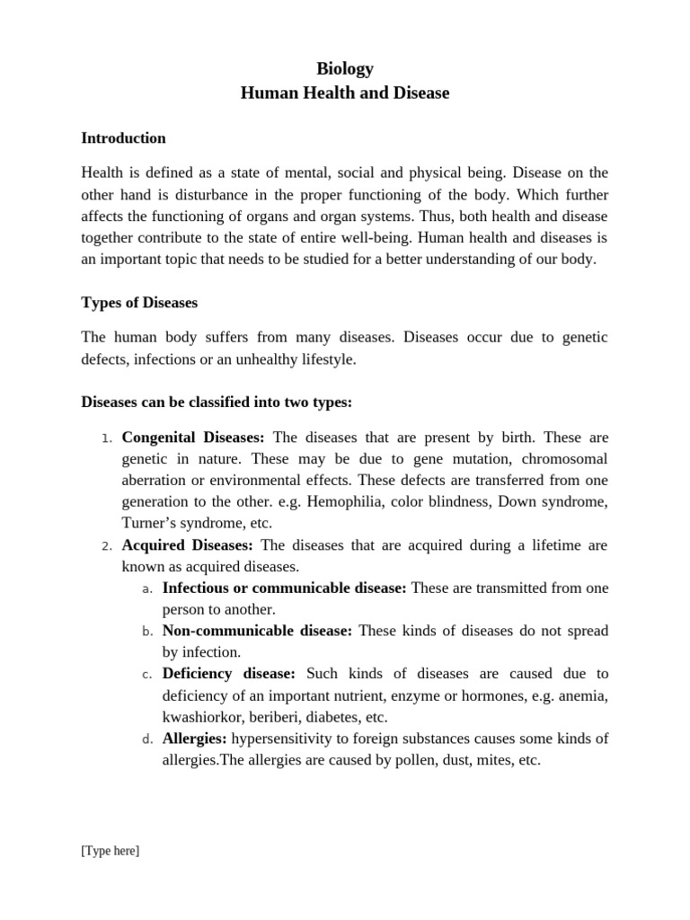 Human Health and Disease Notes | PDF | Lymphocyte | Immune System