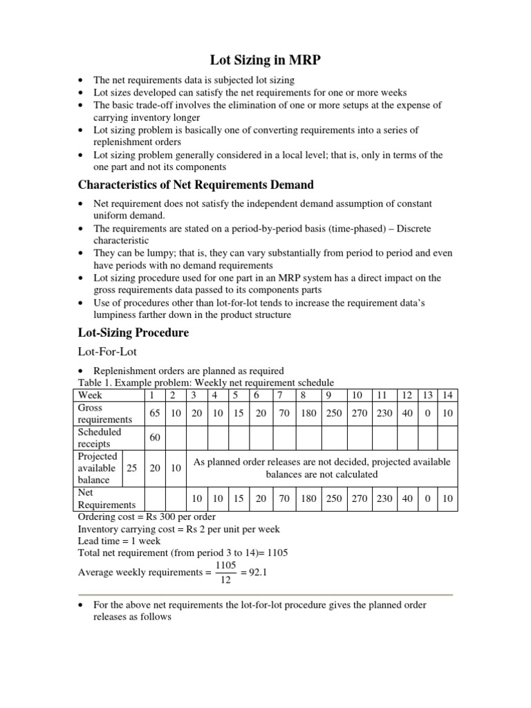 Lot Sizing | PDF | Inventory | Operations Management