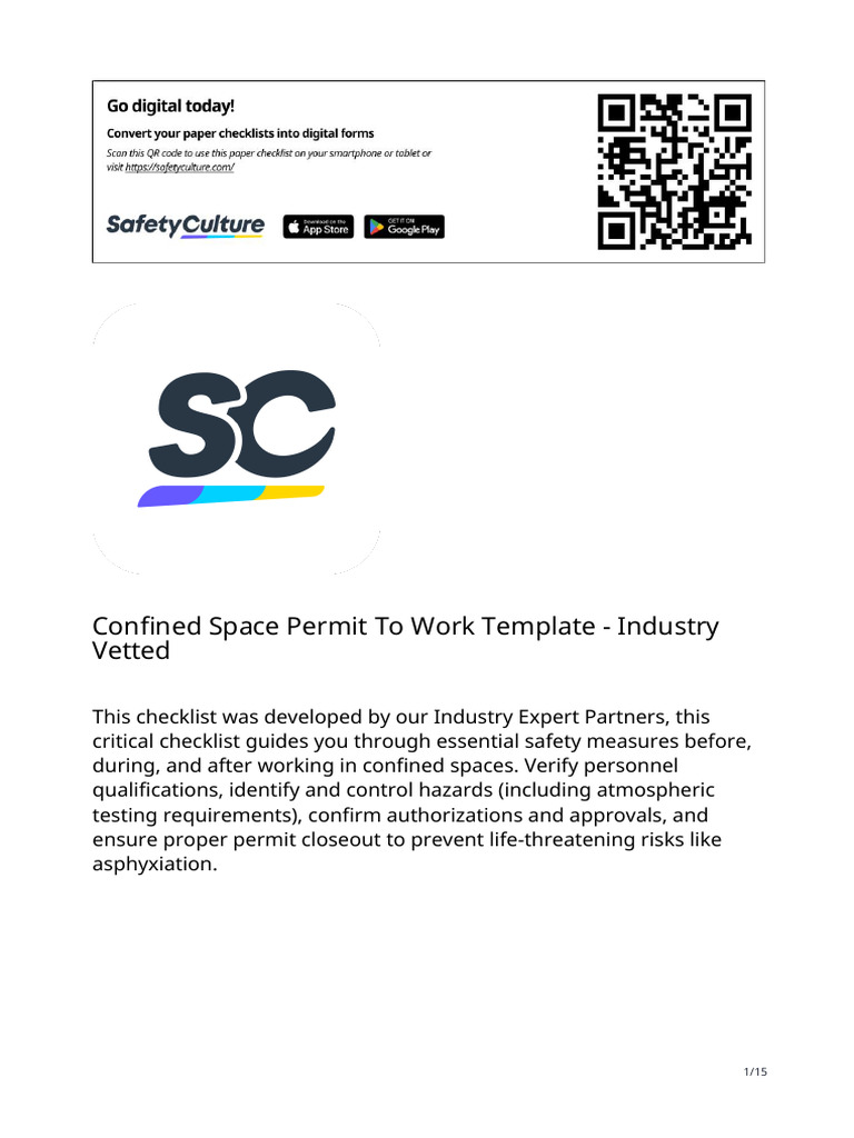 Confined Space Permit To Work Template - Industry Vetted | PDF ...