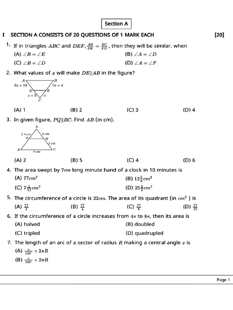 Practice Paper 1 Class X | PDF