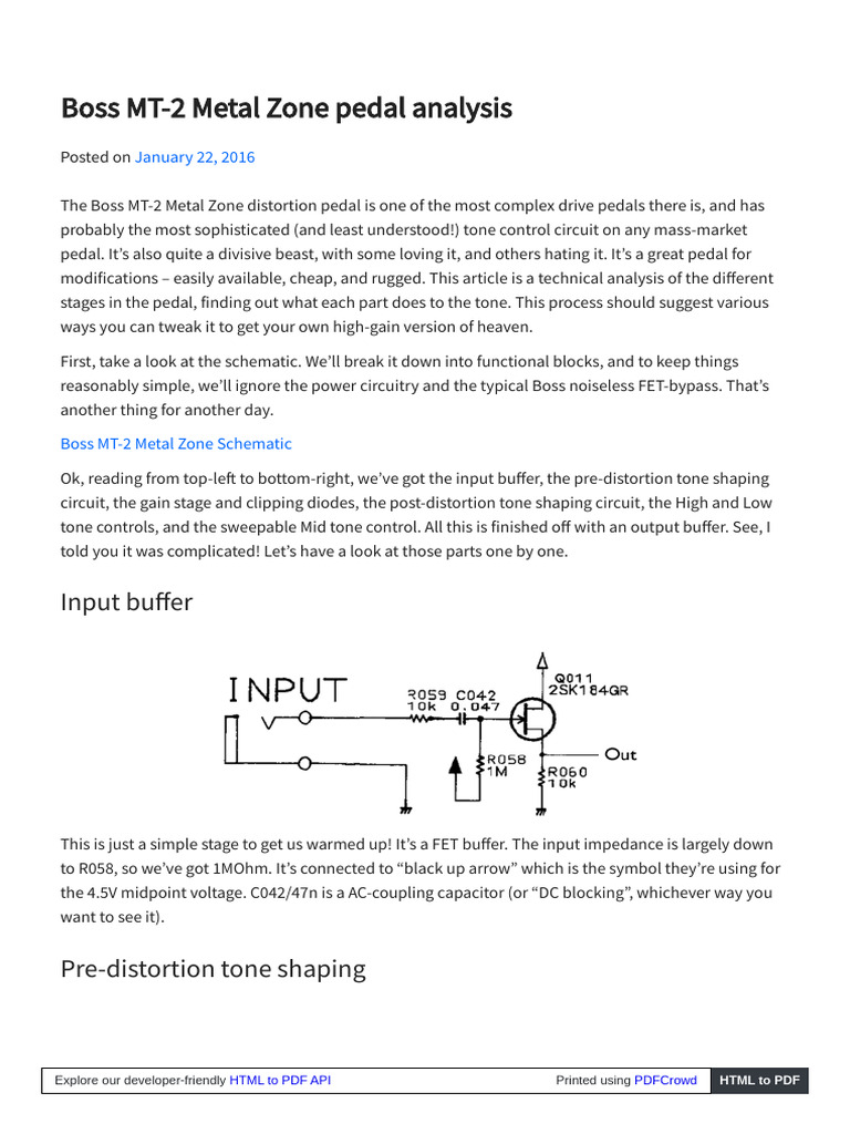 Boss MT-2 Metal Zone Pedal Breakdown | PDF | Operational Amplifier ...