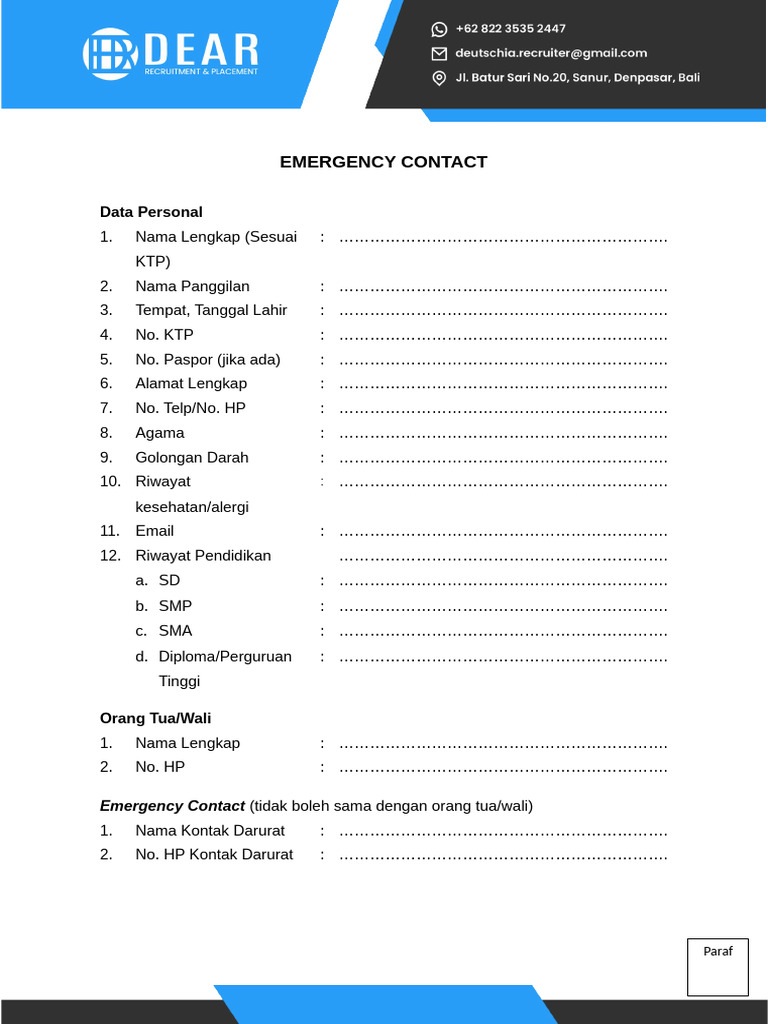 Biodata Diri - DeAR | PDF