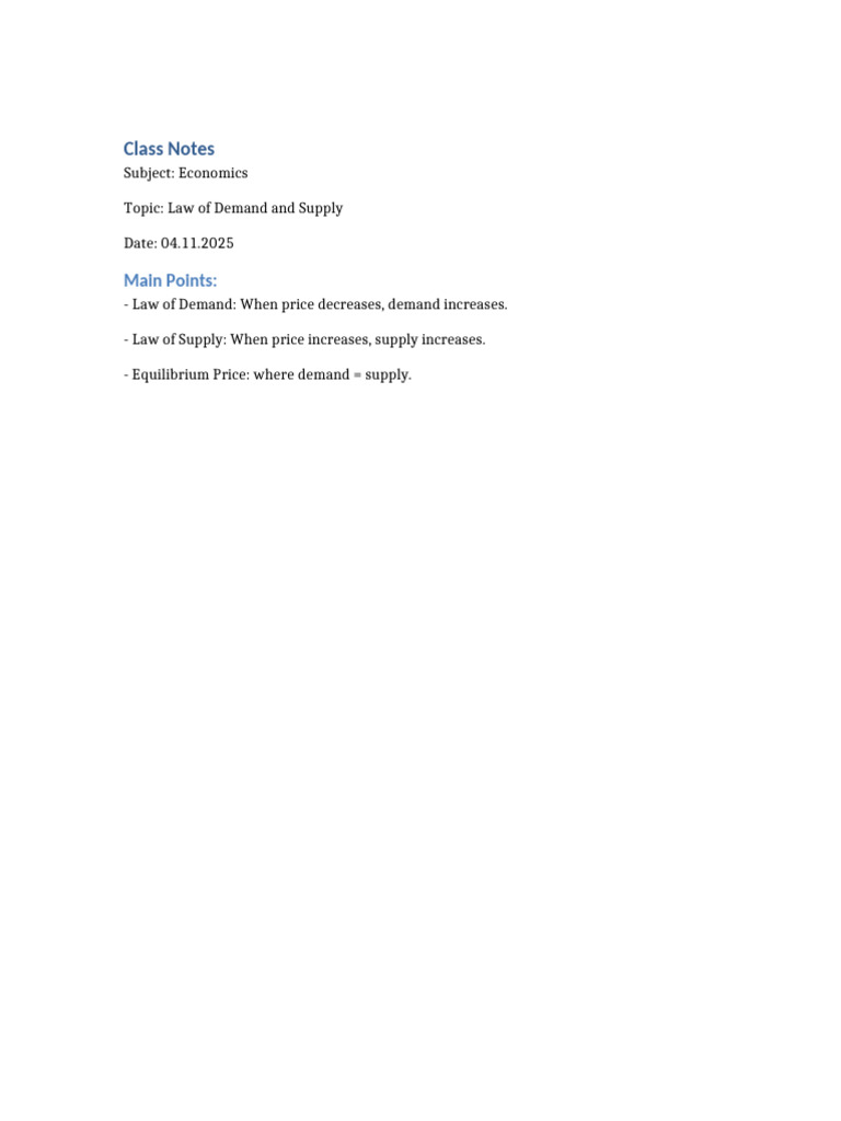 Economics - Class Notes | PDF