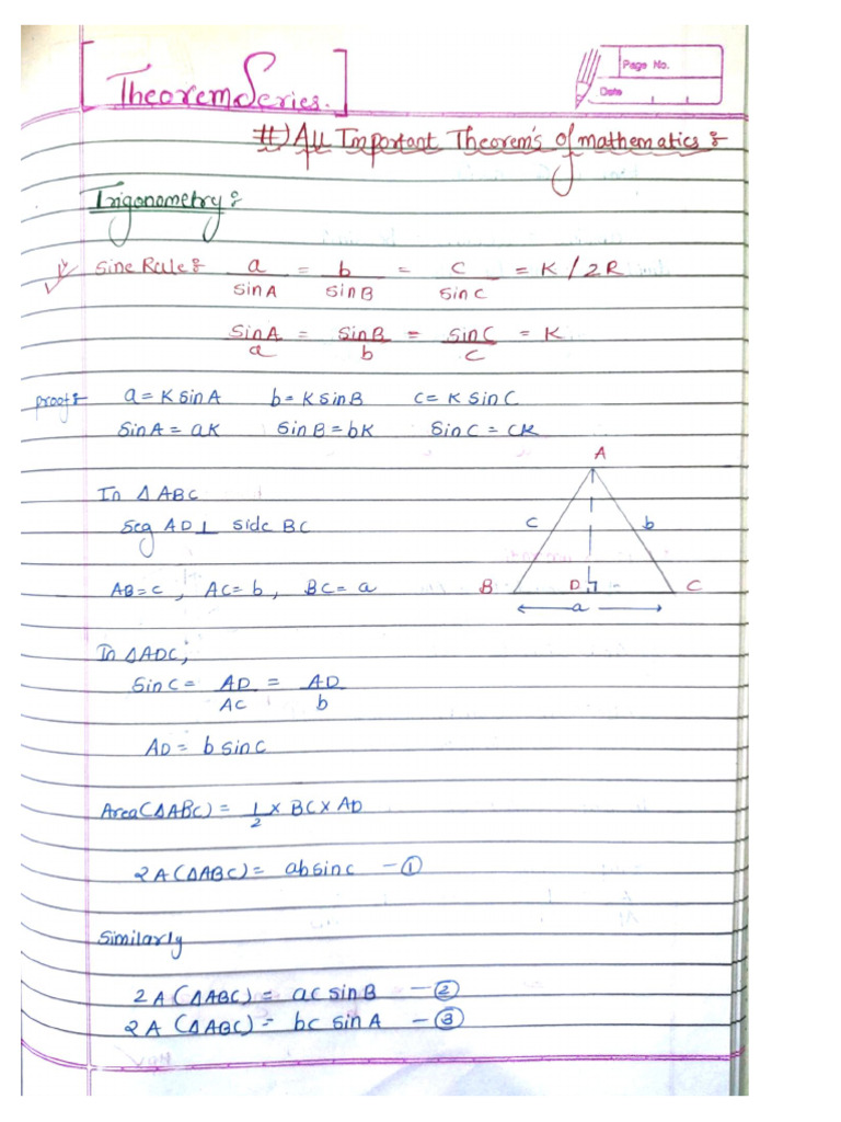 HSC Maths Important Theorems (1) | PDF