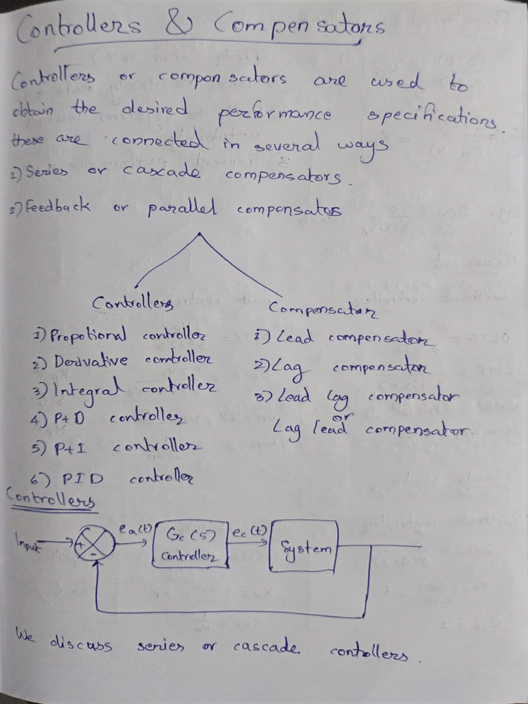 Control Systems Controllers and Compensators | PDF