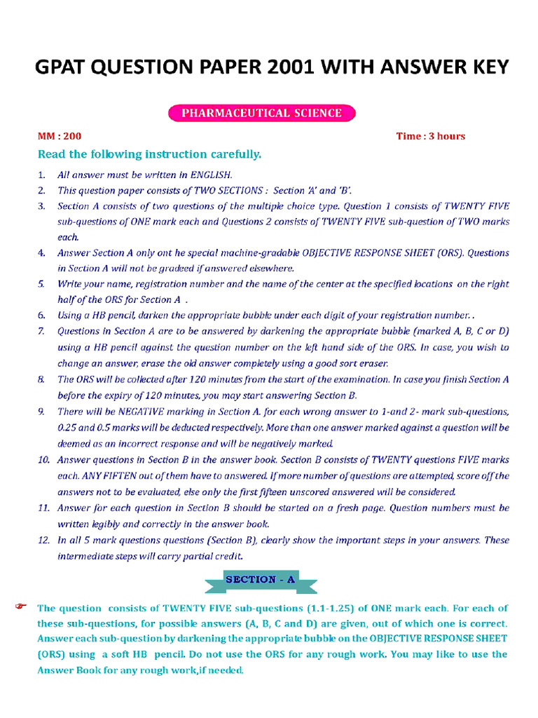 Gpat Question Paper 2001 | PDF