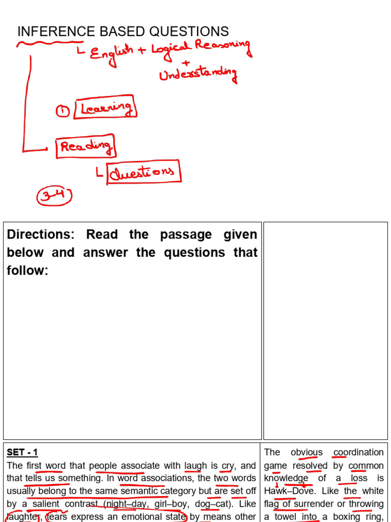 Inference Based Questions - With Annotation 4th Nov | PDF ...
