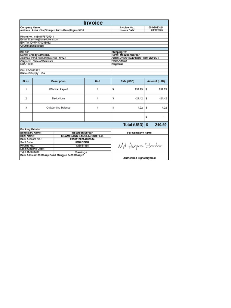 Invoice 33113 - 09 2025 | PDF