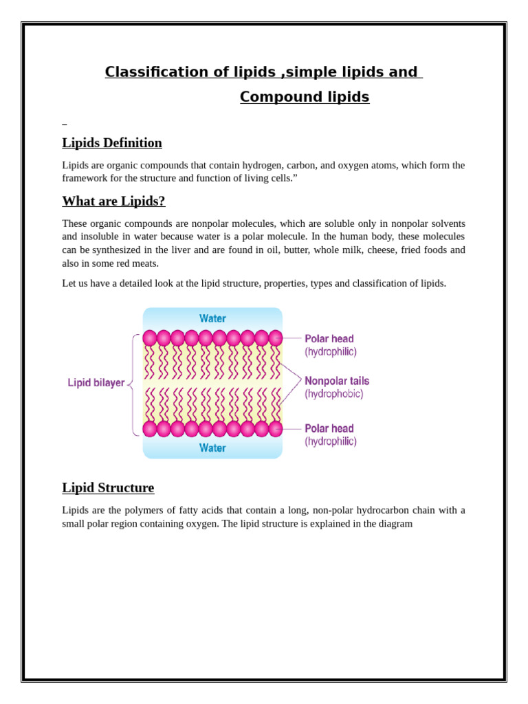Classification of Lipids | PDF | Lipid | Fatty Acid