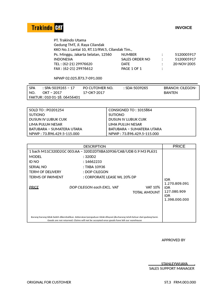 Konsep Invoice Trakindo | PDF