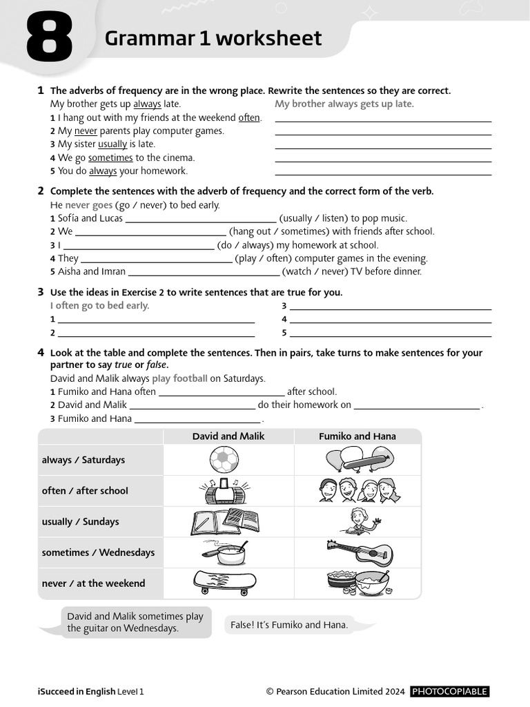 ISucceed in English TR1 U8 Grammar Worksheet 1 | PDF