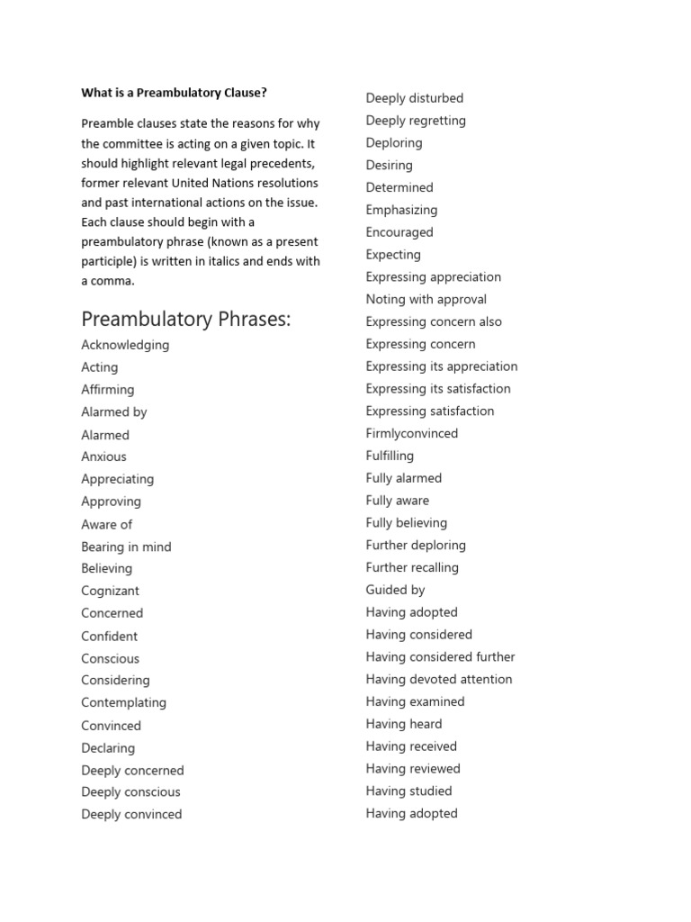 Understanding Preambulatory and Operative Clauses | PDF