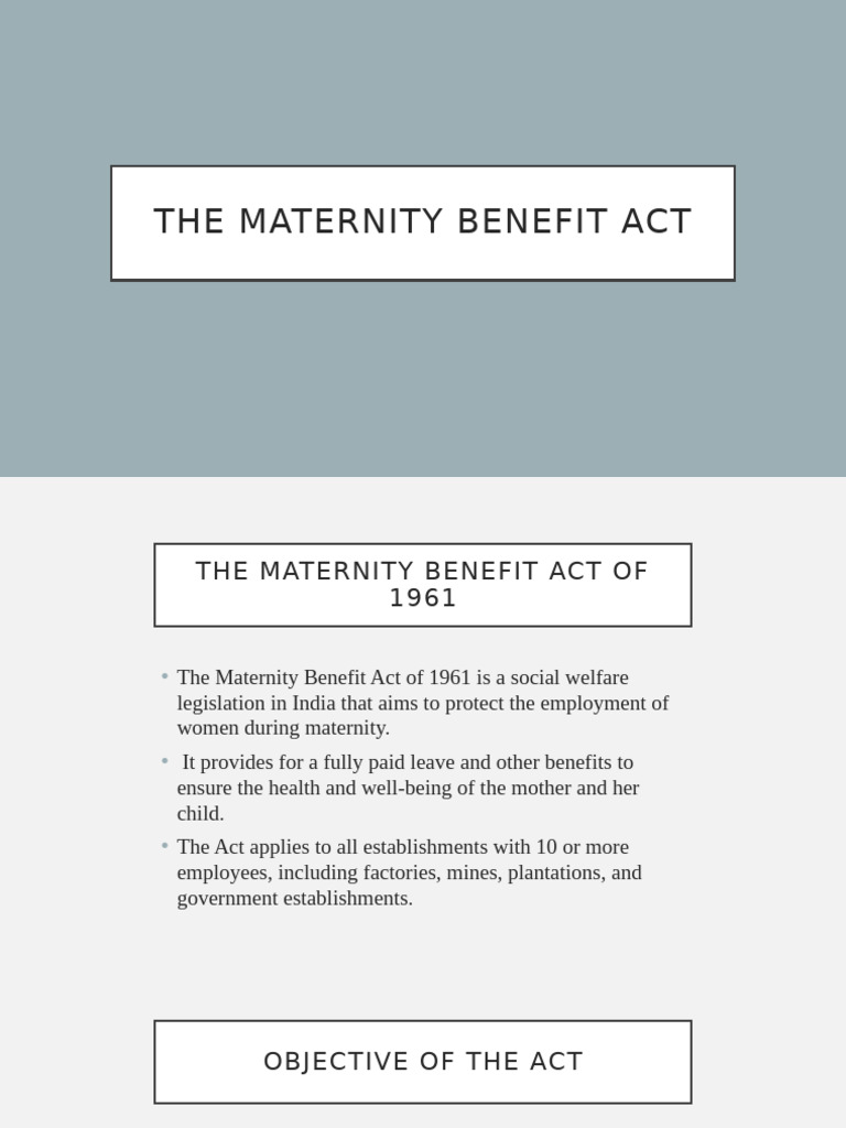 The Maternity Benefit Act | PDF | Parental Leave | Pregnancy