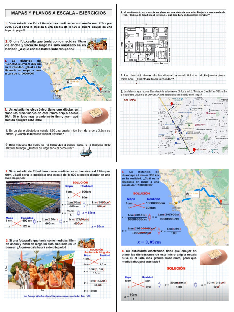Ficha 01 - Mapas y Planos A Escala - Ejercicios | PDF
