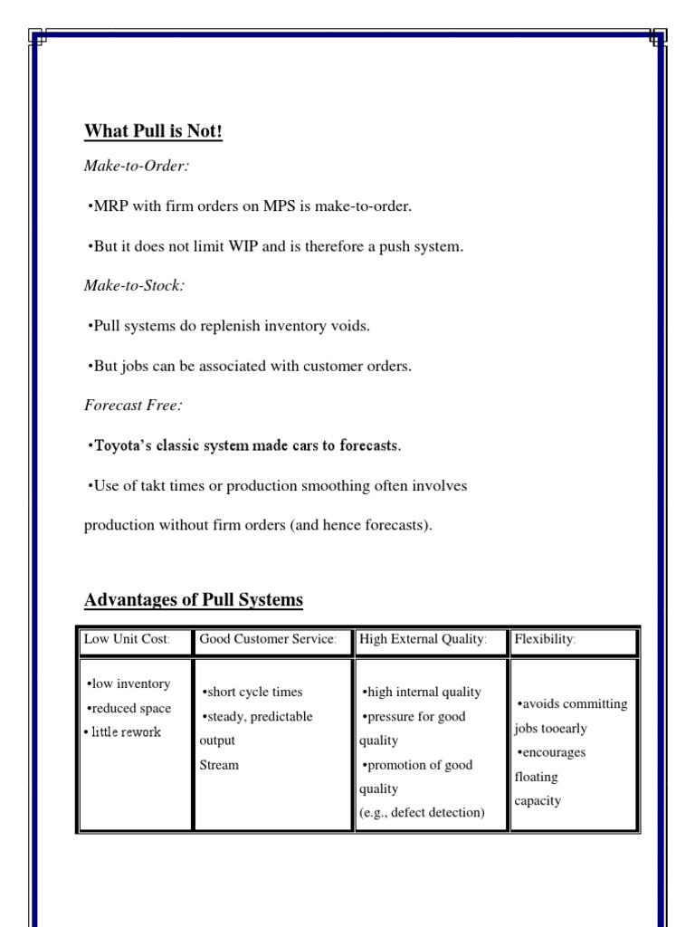 Pull System, JIT | PDF | Lean Manufacturing | Process Management
