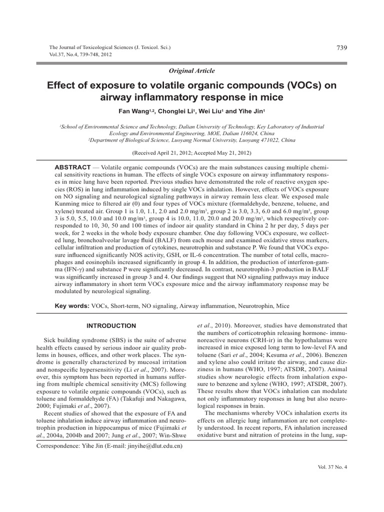 Effect of Exposure To Volatile Organic Compounds (VOCs) On Airway ...