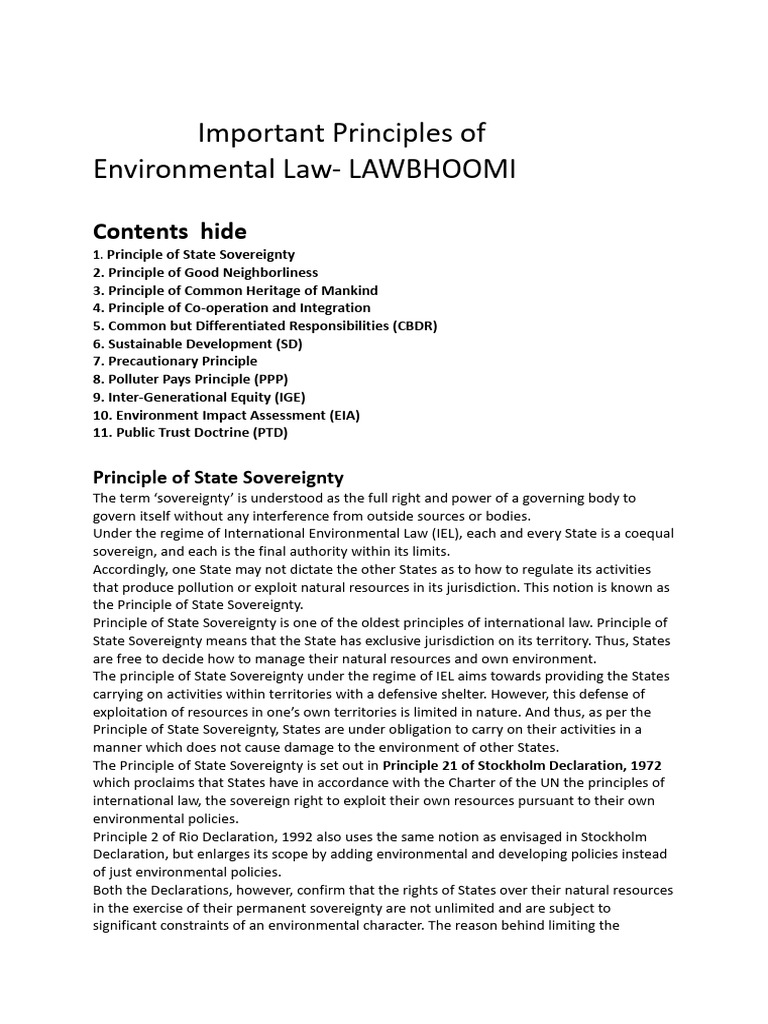 Key Principles of Environmental Law | PDF | Sustainability ...