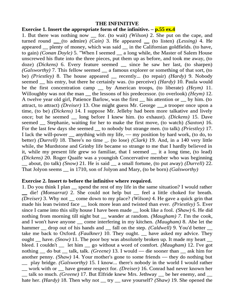 Infinitive Exercises — Key | PDF