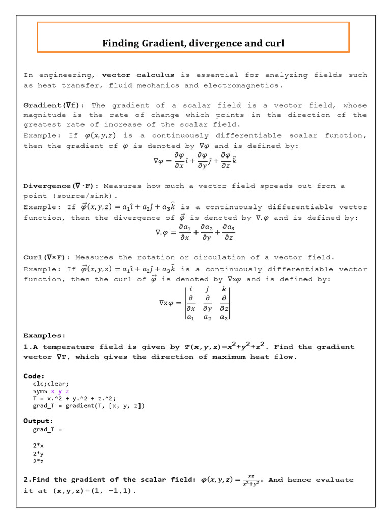 Vector Calculus: Gradient, Divergence, Curl | PDF | Applied Mathematics ...