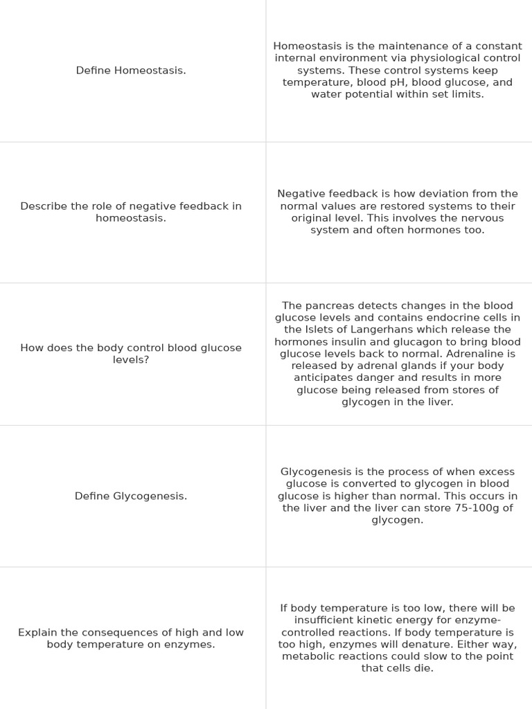Homeostasis and Blood Glucose Regulation | PDF | Biochemistry | Chemistry