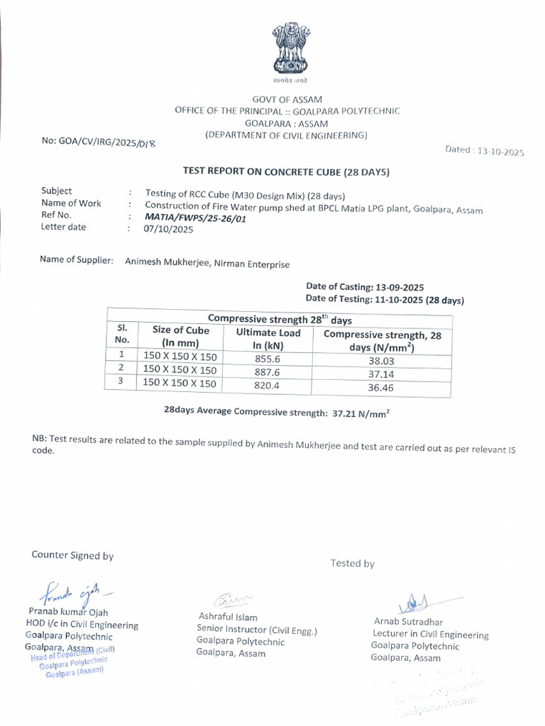 FWPS Footing Cube Test Report | PDF | Civil Engineering | Applied And ...