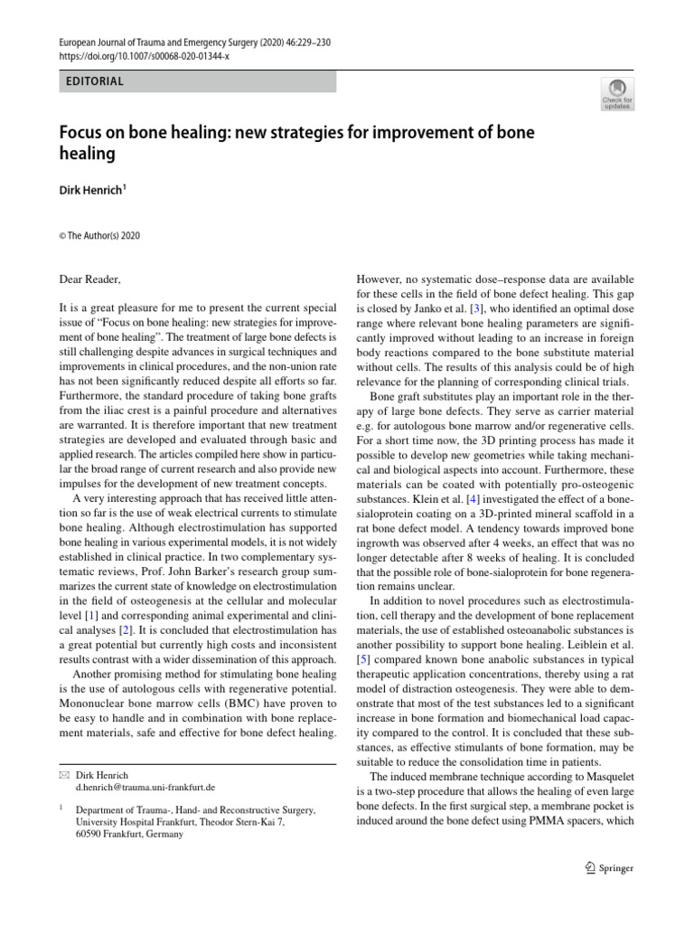 Focus On Bone Healing New Strategies For Improvement of Bone Healing ...
