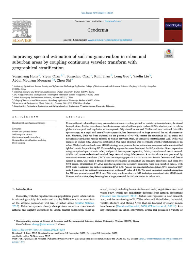 Improving Spectral Estimation of Soil Inorganic Carbon | PDF ...