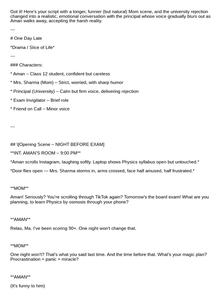 Got It! Here's Your Script With A Longer, Funnier (But Natural) Mom ...