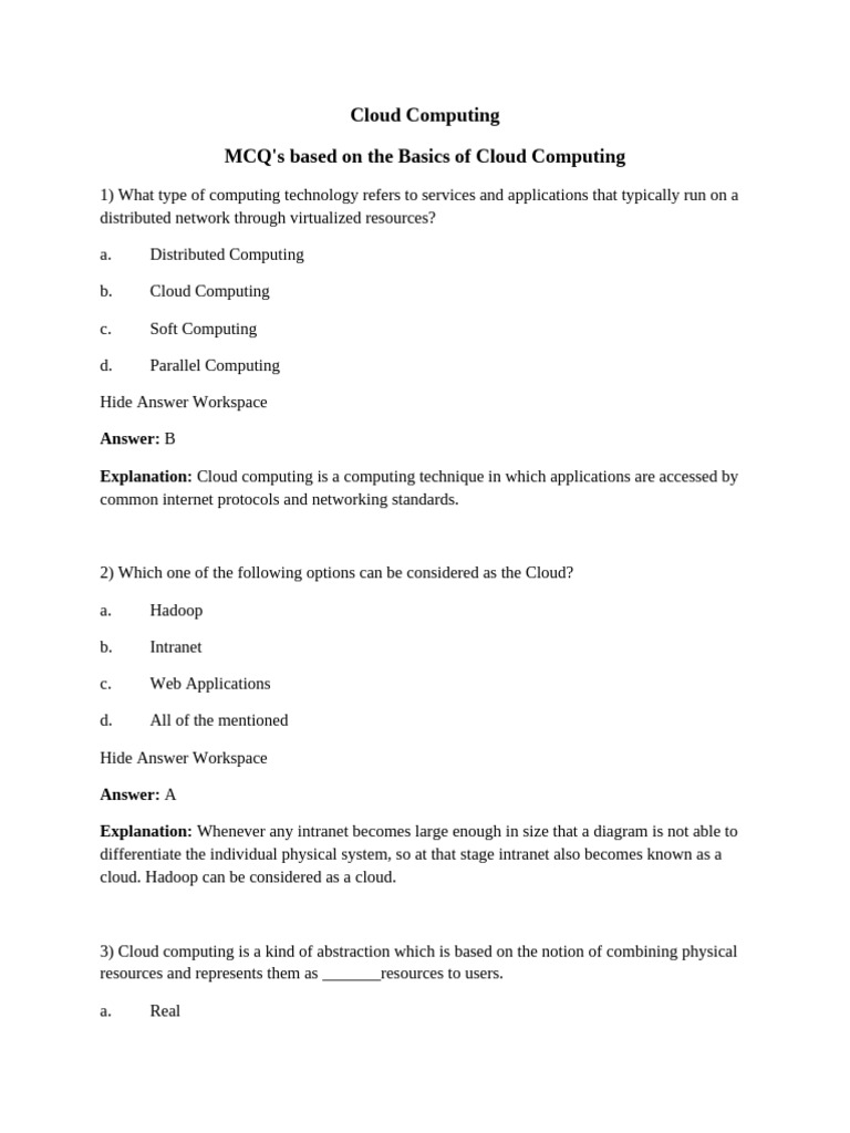 Mcq | PDF | Cloud Computing | Computing