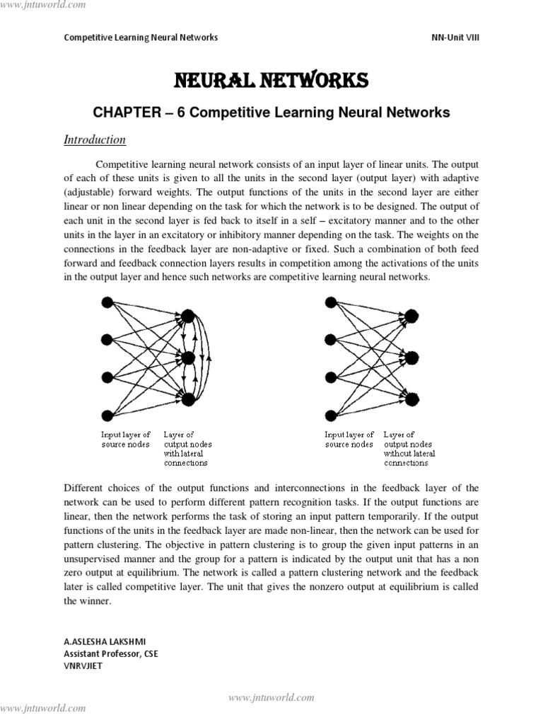 Competitive Learning Neural Networks - Unit 8 | PDF | Artificial Neural Network | Pattern ...