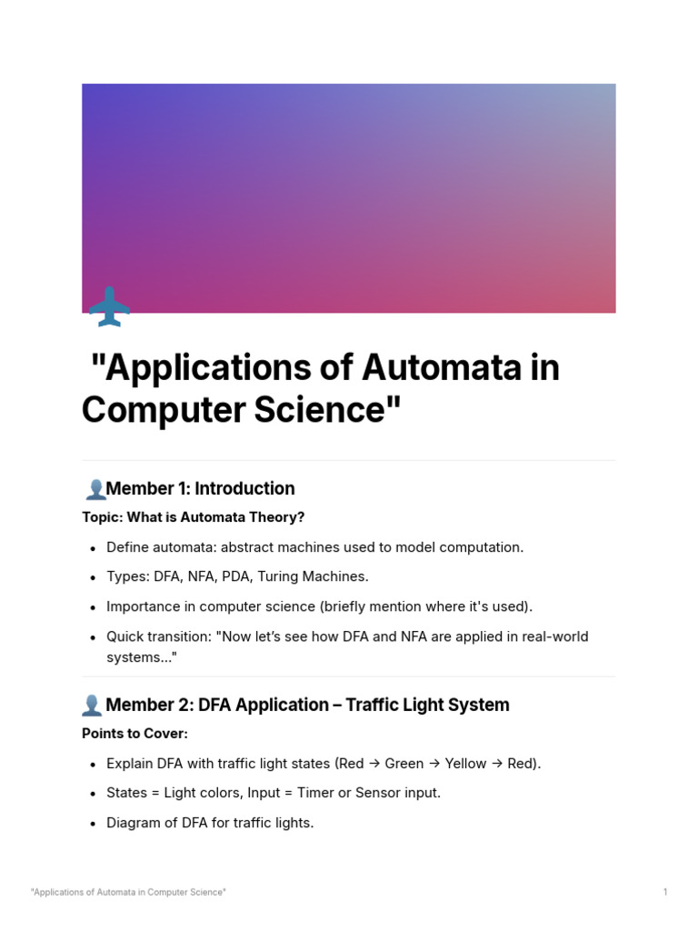 Applications of Automata in Computer Science-1 | PDF | Computer Science ...
