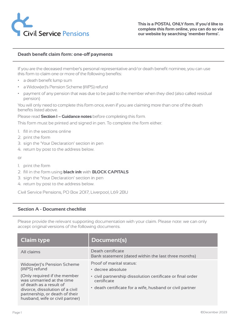 Death Benefit Claim Form Instructions | PDF | Probate | Social Institutions