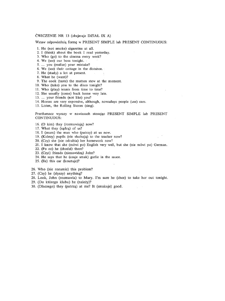 Present Tenses Siuda | PDF